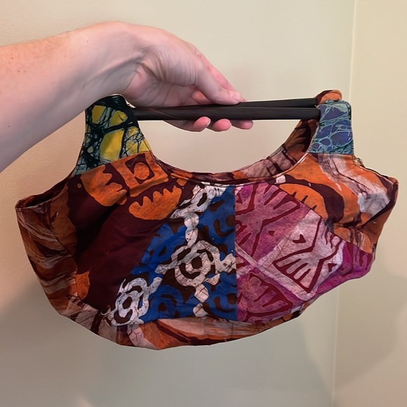Handmade | Bags | Wooden Handle Batik Handbag Handmade In West Africa ...